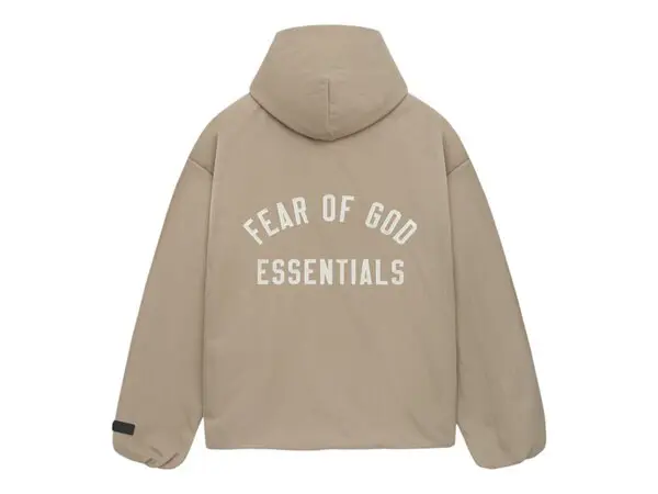 Fear Of God Essentials Textured Nylon Hooded Coaches Jacket - Desert Sand