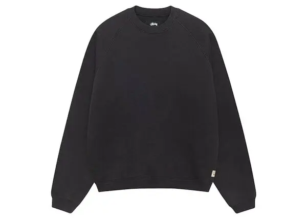 StÜssy Fleece Raglan Crew - Washed Black