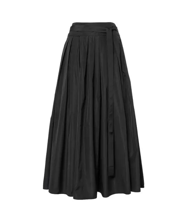 Max Mara Gea Pleated Taffeta Maxi Skirt
