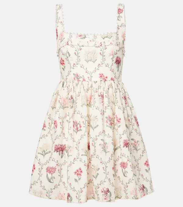 Agua Bendita Barbara Floral Linen Minidress - Multicoloured