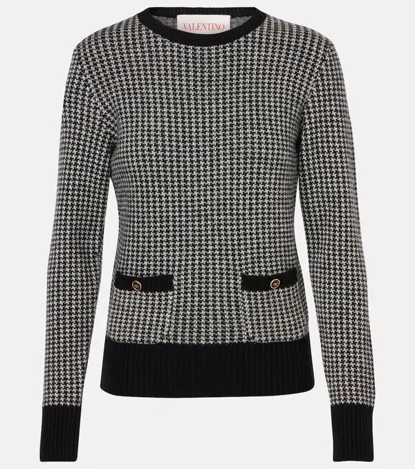 Valentino Garavani Houndstooth Virgin Wool Sweater