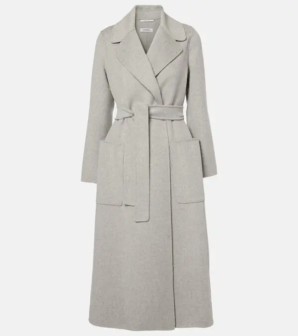Max Mara Paolore Virgin Wool Wrap Coat - Silver