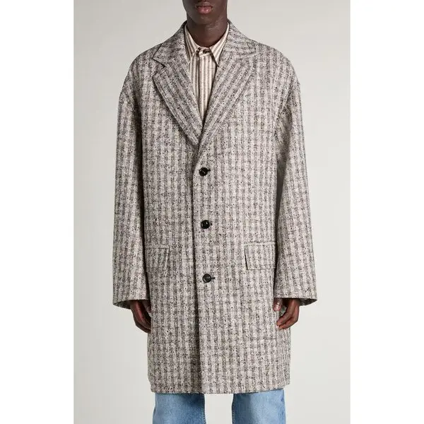 Bottega Veneta Gingham Wool-blend Bouclé Topcoat