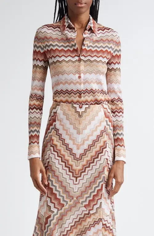Missoni Metallic Zigzag Button-up Shirt