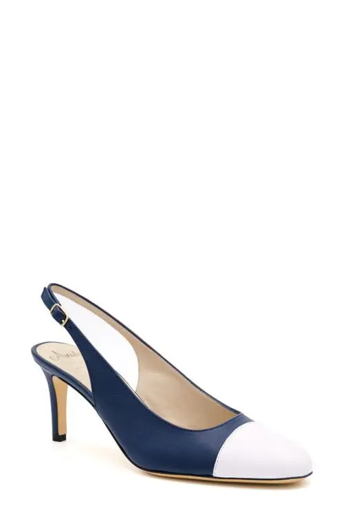 AMALFI BY RANGONI Lauretta Leather Slingback Pumps - Navy Parm/ White Parm