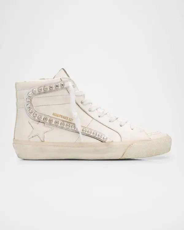 Golden Goose Slide Leather Mid-top Sneakers