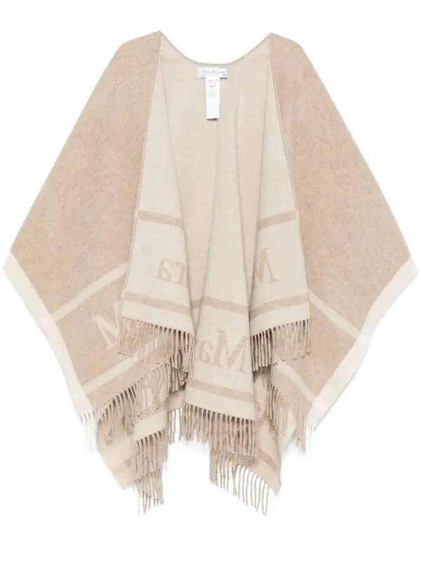 Max Mara Jacquard Logo-decorated Poncho - Neutrals