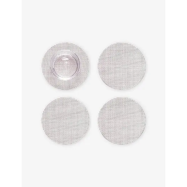 CHILEWICH Basketweave Woven Coasters Set Of Four - Blush