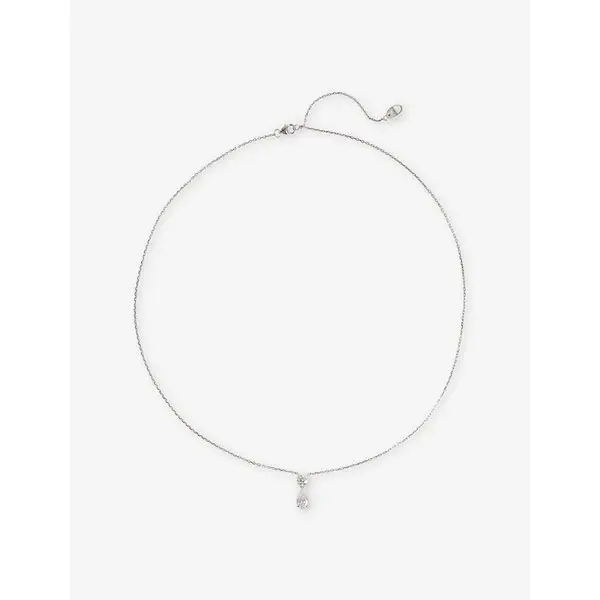 VRAI Signature Duo Drop Diamond Necklace - Silver