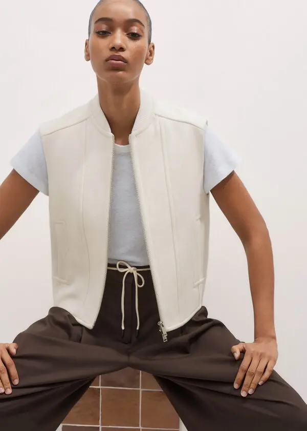 ME+EM Luxe Wool Sleeveless Biker Jacket