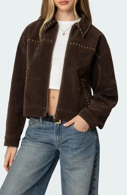 EDIKTED Memphis Studded Faux Suede Jacket