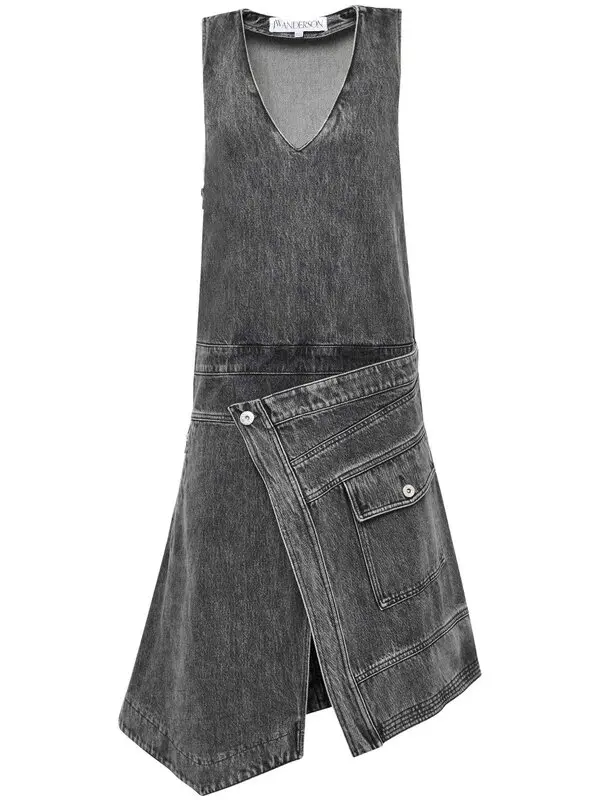 JW Anderson Wrap Sleeveless Midi Dress - Grey