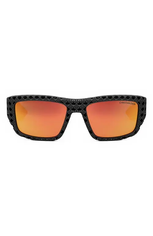 Dior 3d S1i 57mm Mirrored Square Sunglasses - Matte Black/bordeaux Mirror