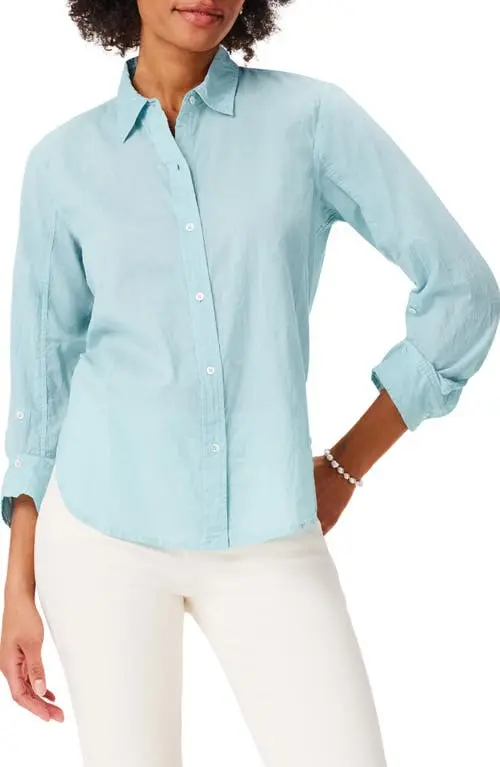 NIC+ZOE Girlfriend Crinkle Cotton Shirt - River