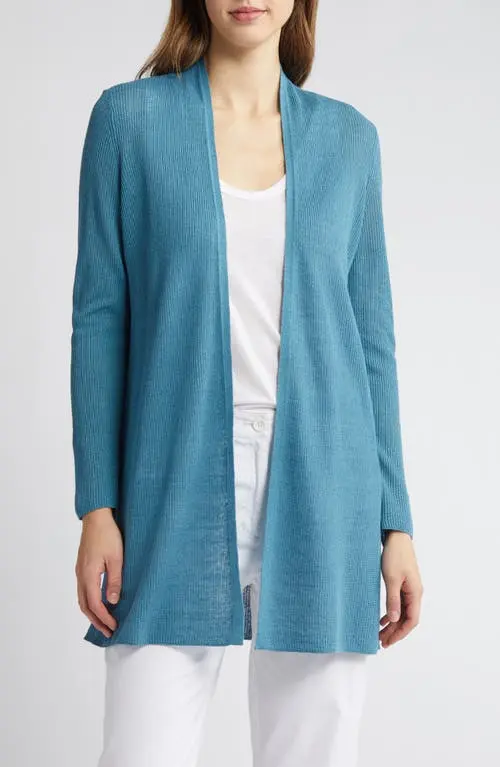 Eileen Fisher Long Organic Linen & Organic Cotton Cardigan - River ...