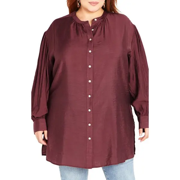 City Chic Joy Button-up Tunic Shirt