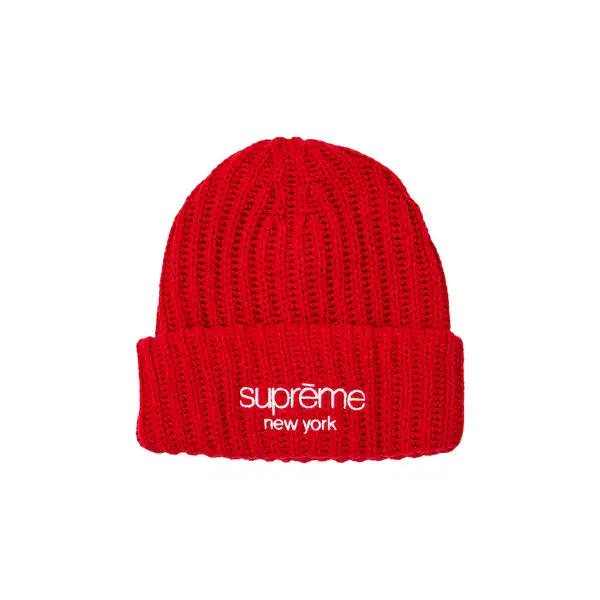 Supreme Classic Logo Chunky Ribbed Beanie - Red | Editorialist