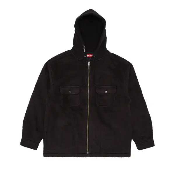 Supreme Fleece Zip Up Hooded Shirt - Black