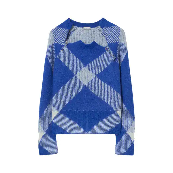 Burberry Check Alpaca Wool Blend Jumper 'knight - Purple | Editorialist