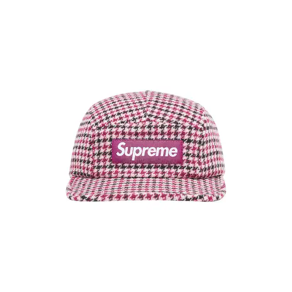 帽子 [supreme] Houndstooth Wool Camp Cap Pink Supreme Houndstooth Wool Camp Cap - Pink | Editorialist