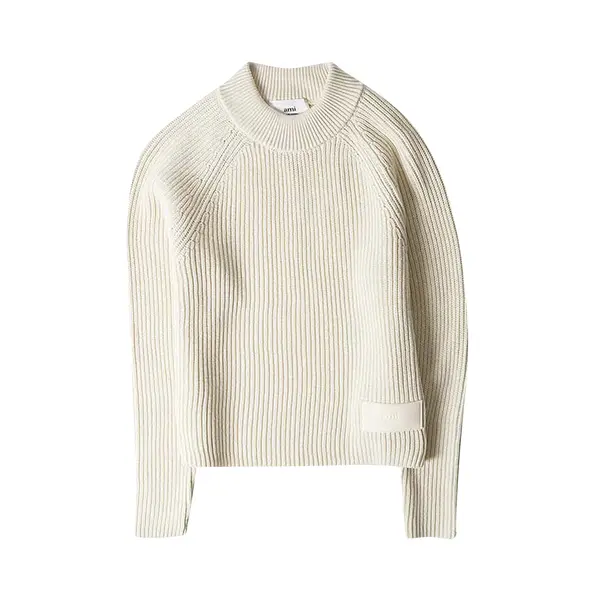 Ami Label Knit Sweater 'ivory - Cream | Editorialist