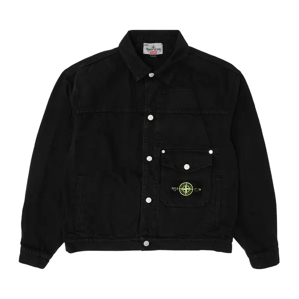 Supreme X Stone Island Denim Trucker Jacket - Black