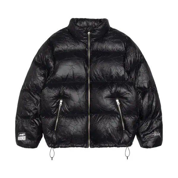 StüSsy Wrinkled Nylon Down Puffer - Black | Editorialist