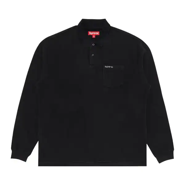 Supreme Thermal Long-Sleeve Polo - Black | Editorialist