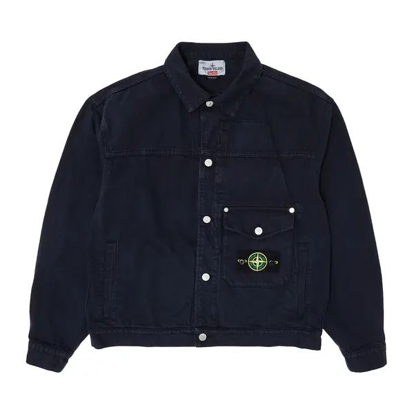 Supreme X Stone Island Denim Trucker Jacket - Blue
