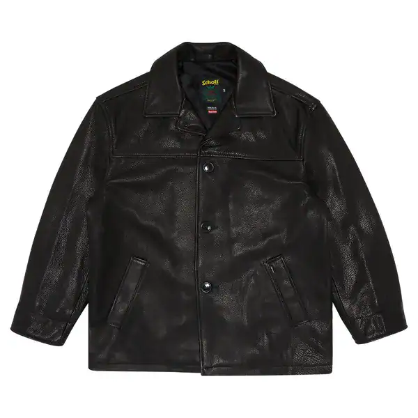 Supreme X Schott Leather Car Coat In Black | Editorialist