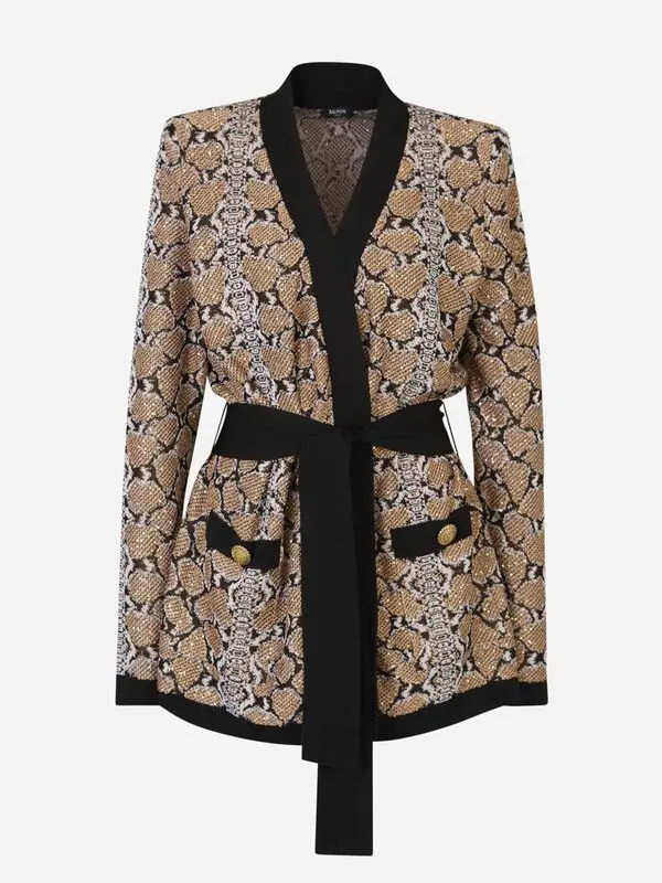 Buy Balmain Python Effect Cardigan - Crema At 33% Off | Editorialist