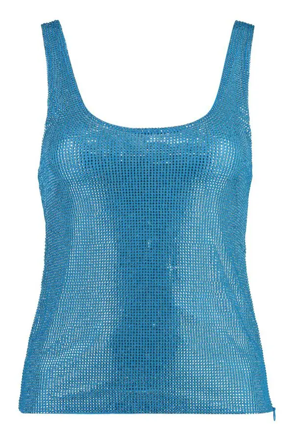 Giuseppe Di Morabito Rhinestone-embellished Tulle Top - Blue
