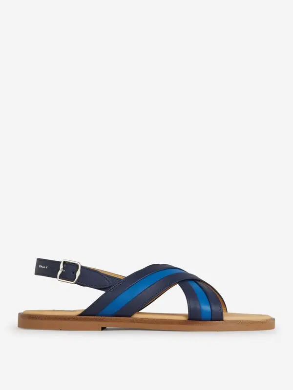 Buy Bally Two-tone Leather Sandals - Blau Nit At 33% Off | Editorialist