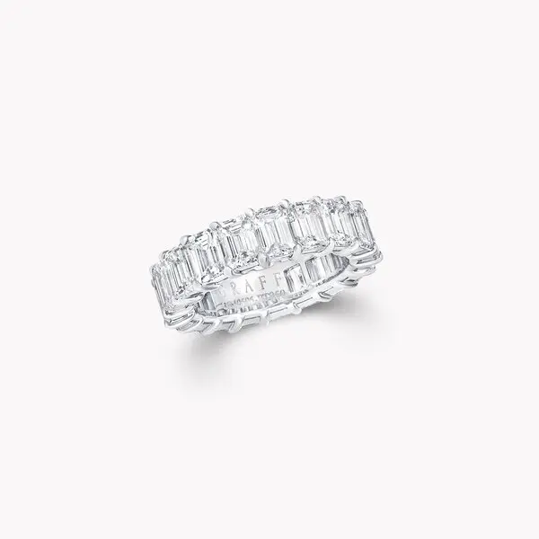 Graff Emerald Cut Diamond Wedding Band - Platinum | Editorialist