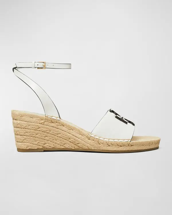 Tory Burch Ines Leather Double T Espadrille Sandals - Gardenia