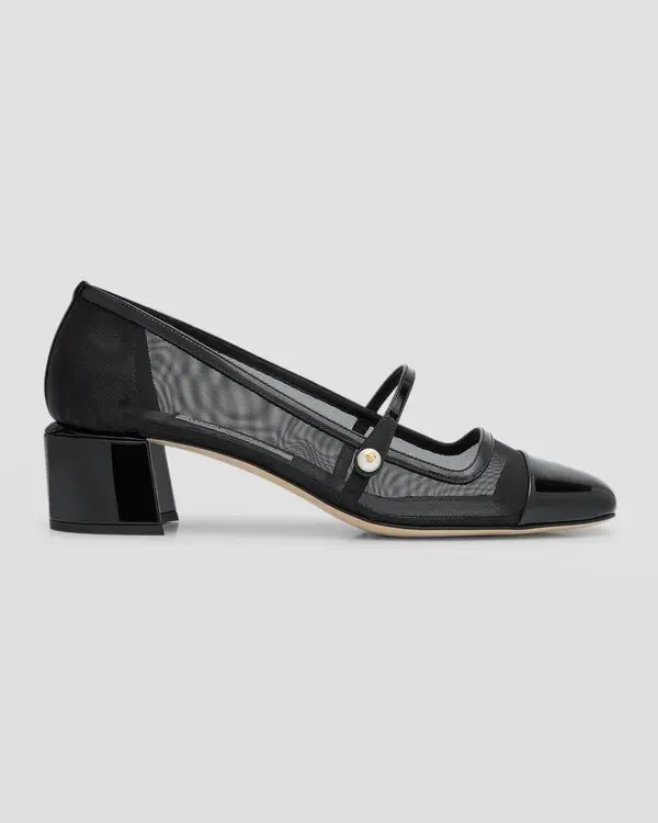 JIMMY CHOO Elisa Mesh Mary Jane Ballerina Pumps