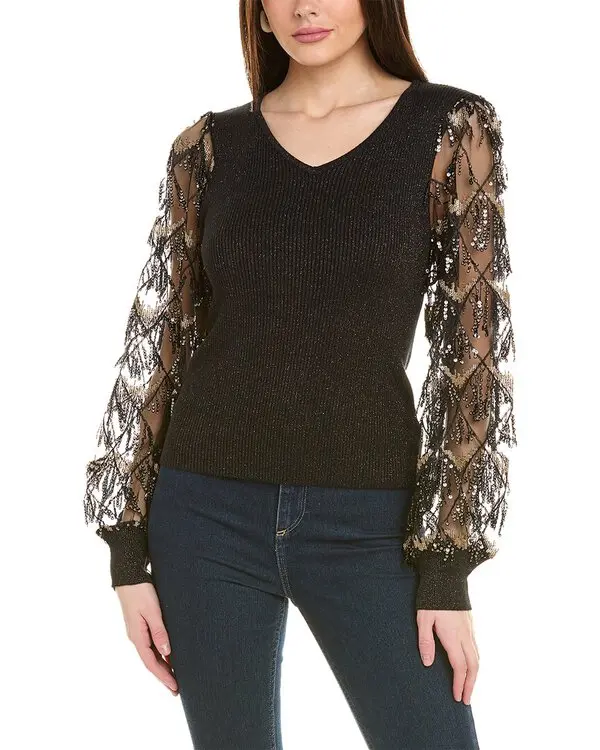 Buy Gracia Fringe Glitter Sweater - Black At 34% Off | Editorialist