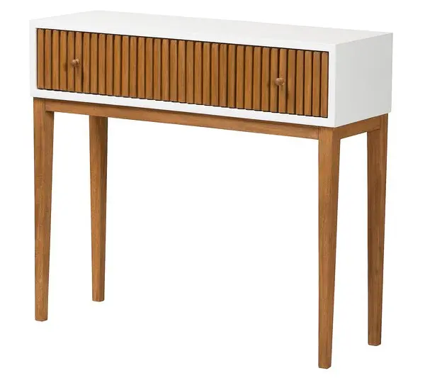 BAXTON STUDIO Odile Natural Brown And White Woo D Console Table