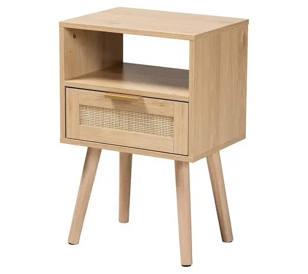BAXTON STUDIO Emmett Light Brown Wood End Table