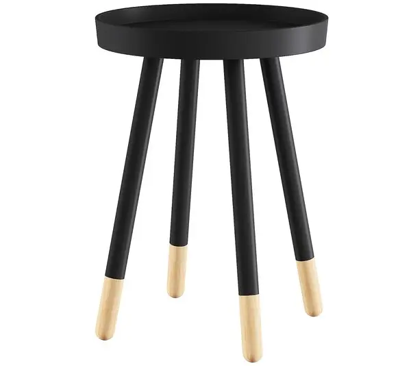 LAVISH HOME Round End Table Mid-century Stand W Ith Tray Top