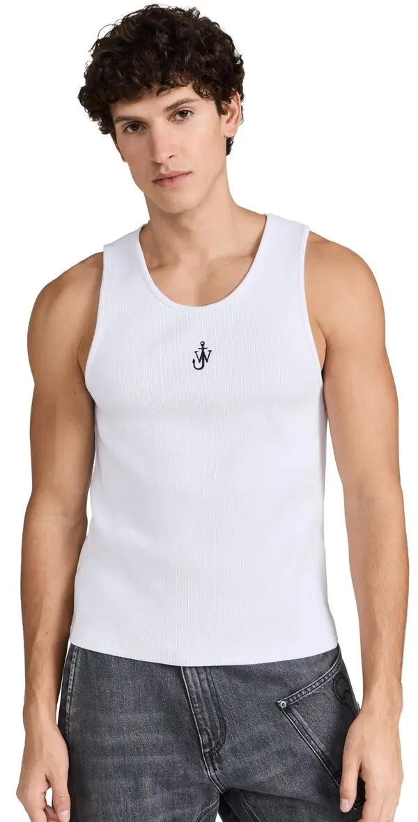 JW Anderson Anchor Embroidery Tank Top - White