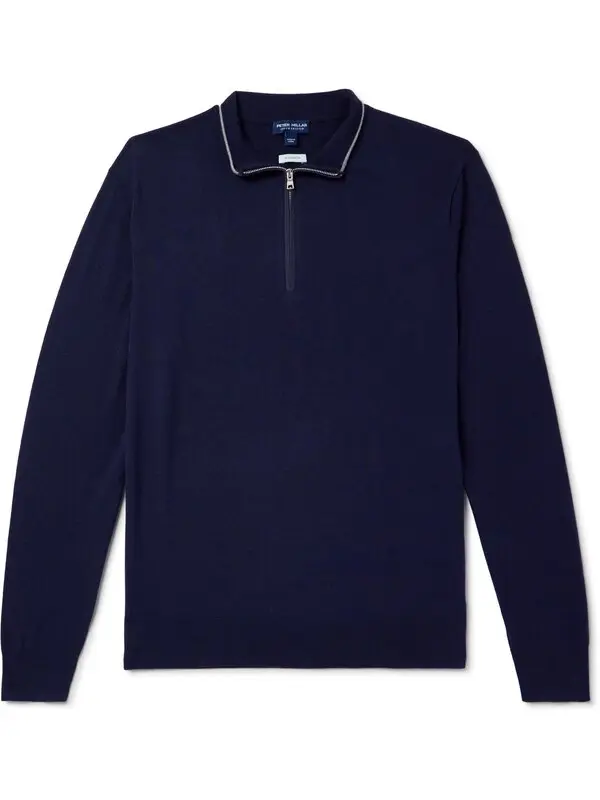 Peter Millar Excursionist Flex Wool-blend Half-zip Sweater - Blue
