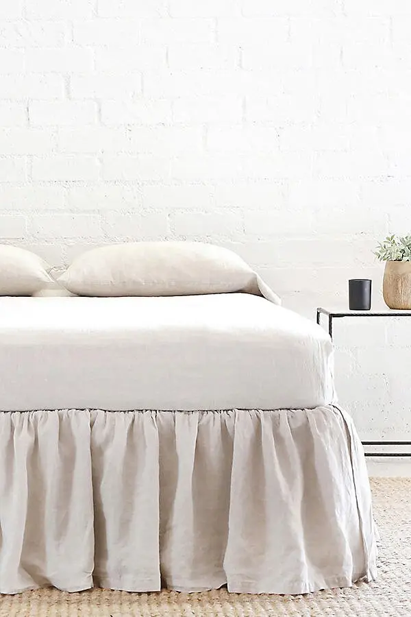 POM POM AT HOME Gathered Linen Bedskirt - Flax