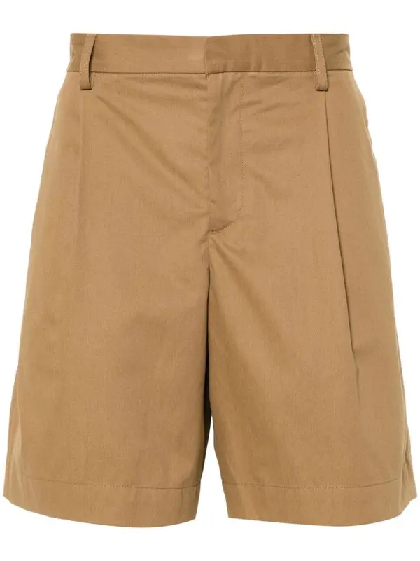 A.p.c. Pleated Cotton Shorts - Brown