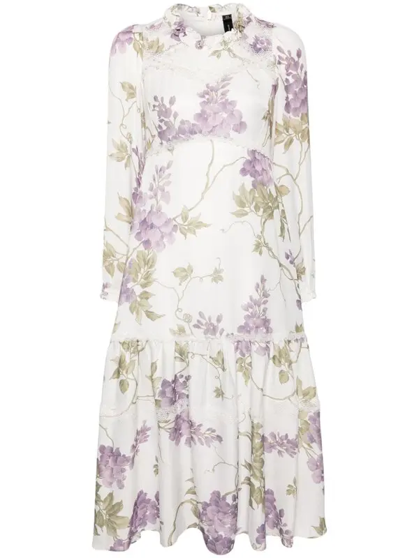 knee length dresses for ladies Pink Floral Ruffle Midi Dress - All Dresses main image 1