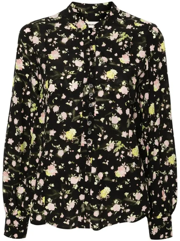 Zadig&Voltaire Floral-print Crepe Blouse - Black