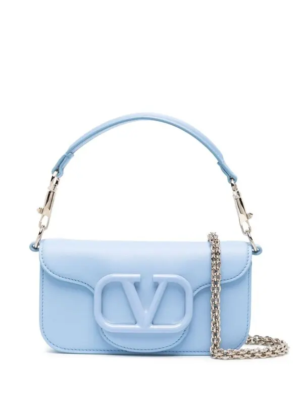 Valentino Garavani Locò Leather Shoulder Bag - Blue | Editorialist
