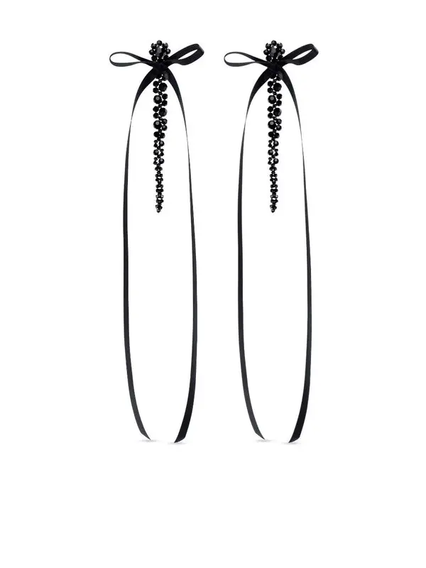 Simone Rocha Bow Ribbon Drop Earrings - Black | Editorialist