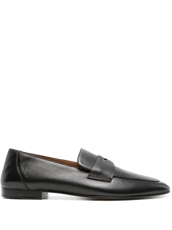 Le Monde Beryl Soft Placket Leather Loafers - Black