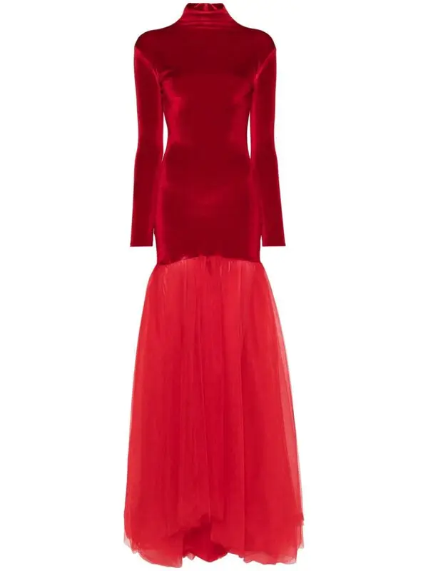 ATU BODY COUTURE Tulle-detail Velvet Gown